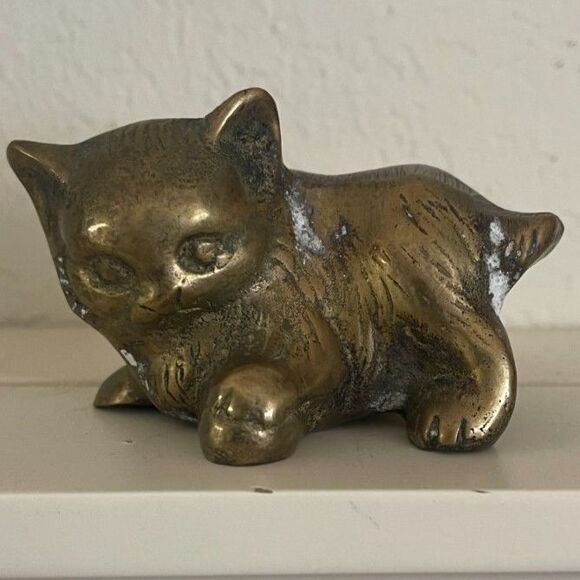 American Vintage | Accents | Brass Cat Paperweight Heavy Made In Hong ...